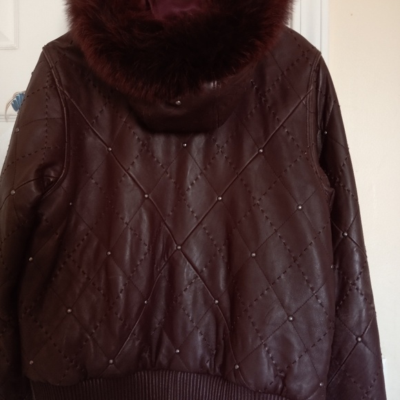 AL Wissam | Jackets & Coats | Al Wissam Burgundy Mink Leather Coat Sz ...